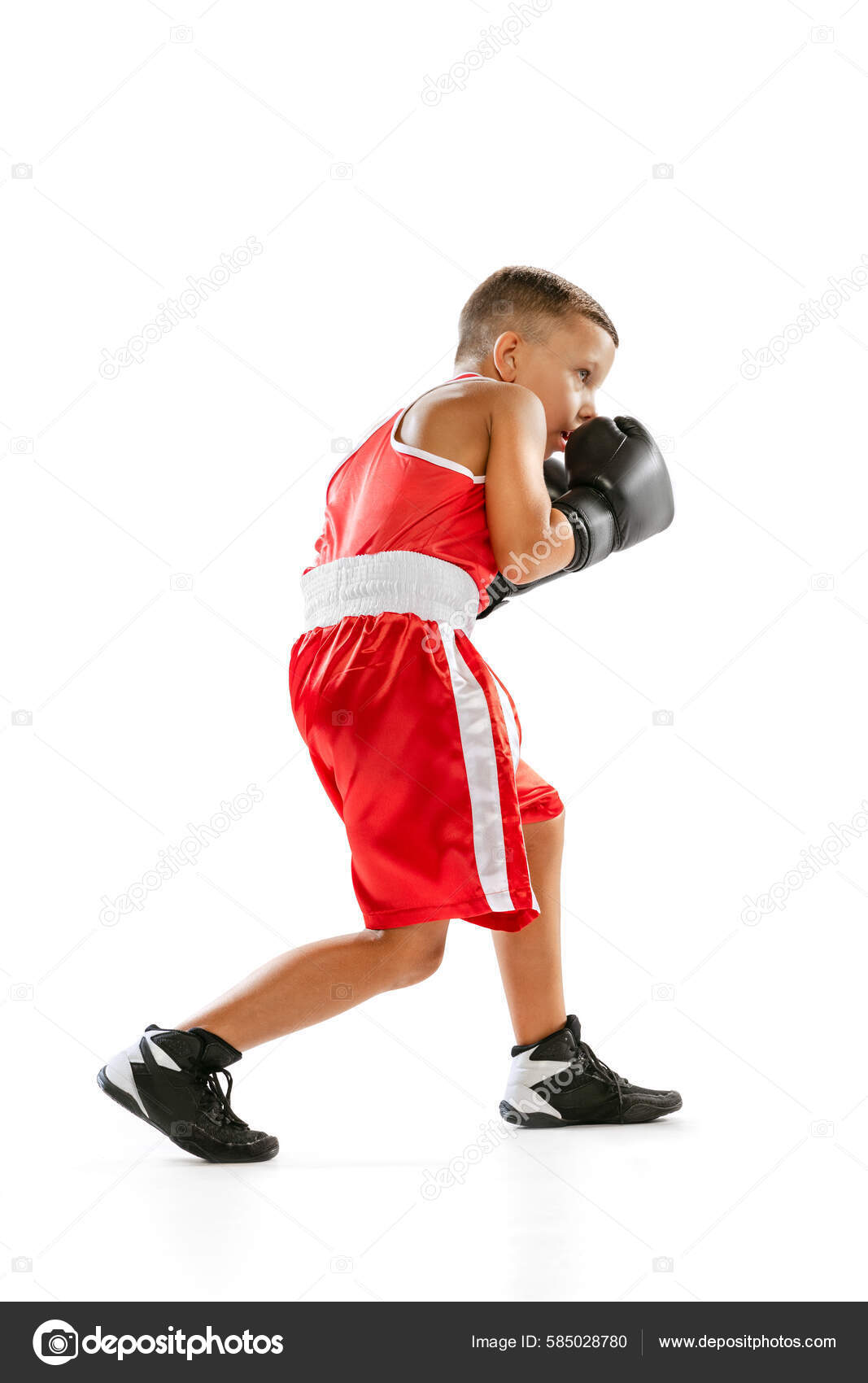 Champion Portrait Active Boy Beginner Boxer Sports Gloves Red Uniform ...