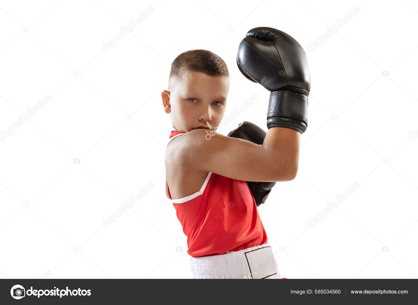 Champion Portrait Active Boy Beginner Boxer Sports Gloves Red Uniform ...