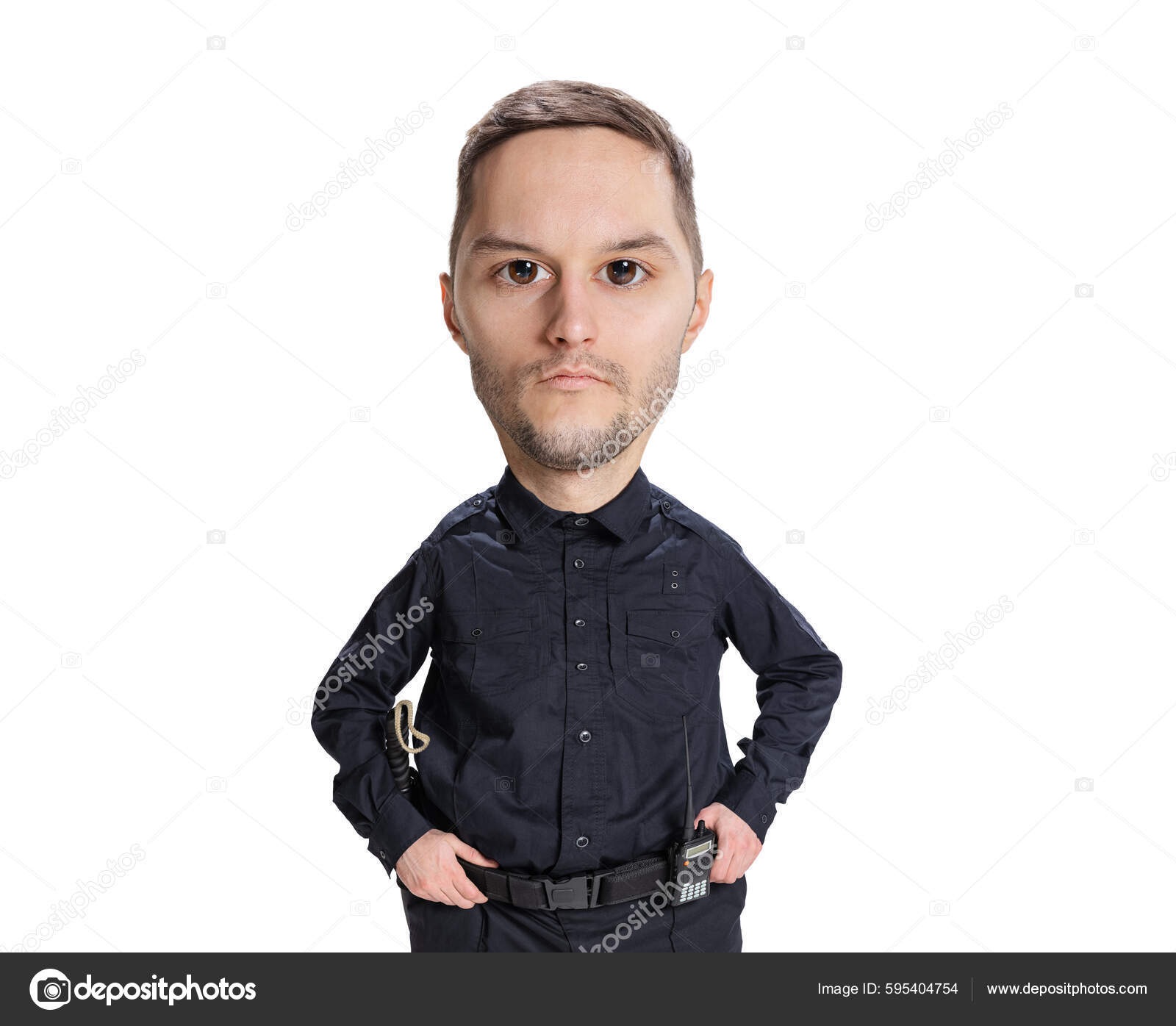 Cute Cop Funny Man Caricature Face Isolated White Background Cartoon ...