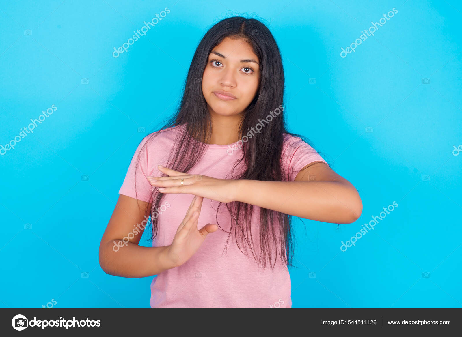 Woman Being Upset Showing Timeout Gesture Needs Stop Asks Time Stock ...