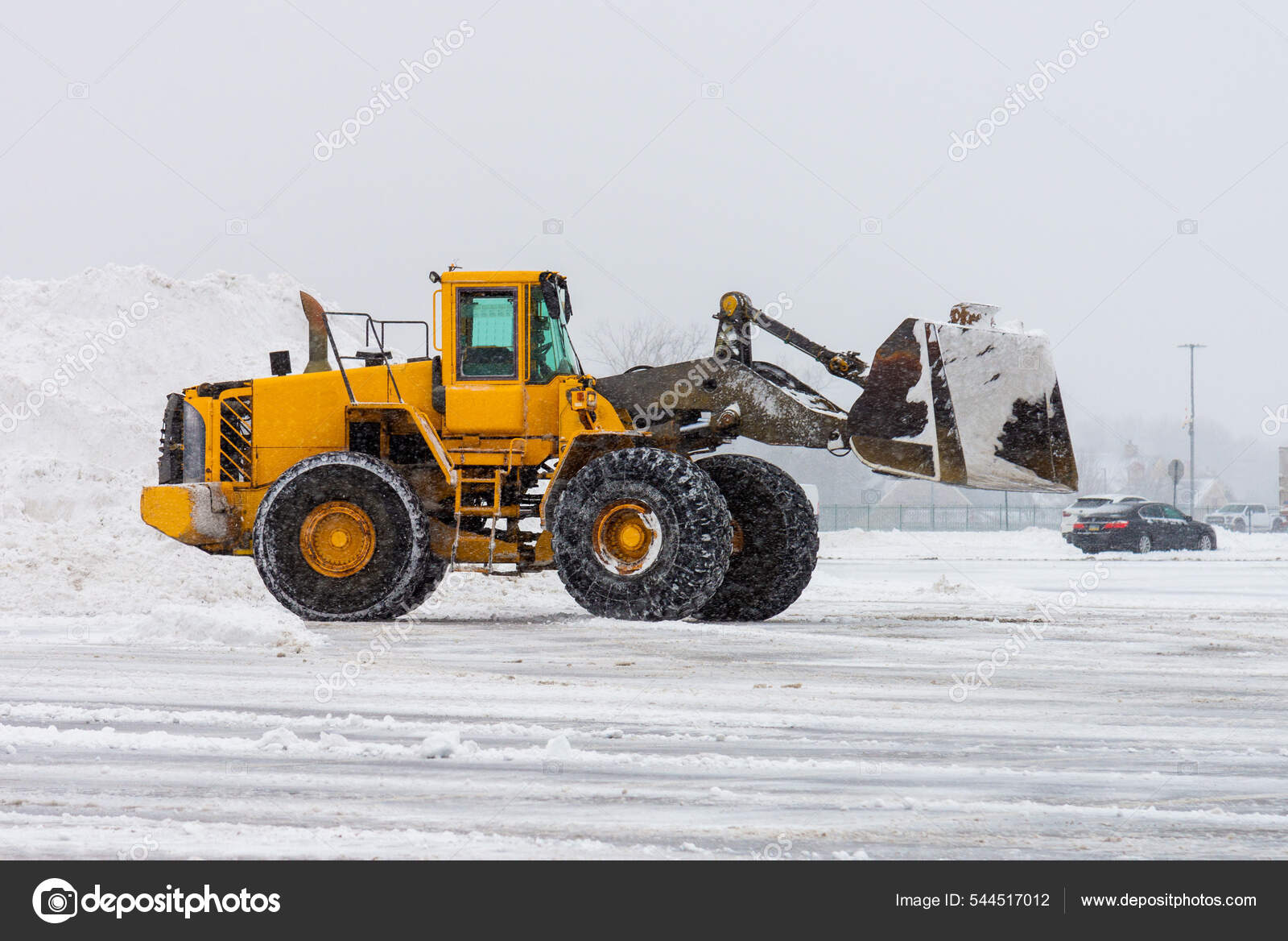 Snow plow outdoors yellow removal frost season Stock Photo by ...