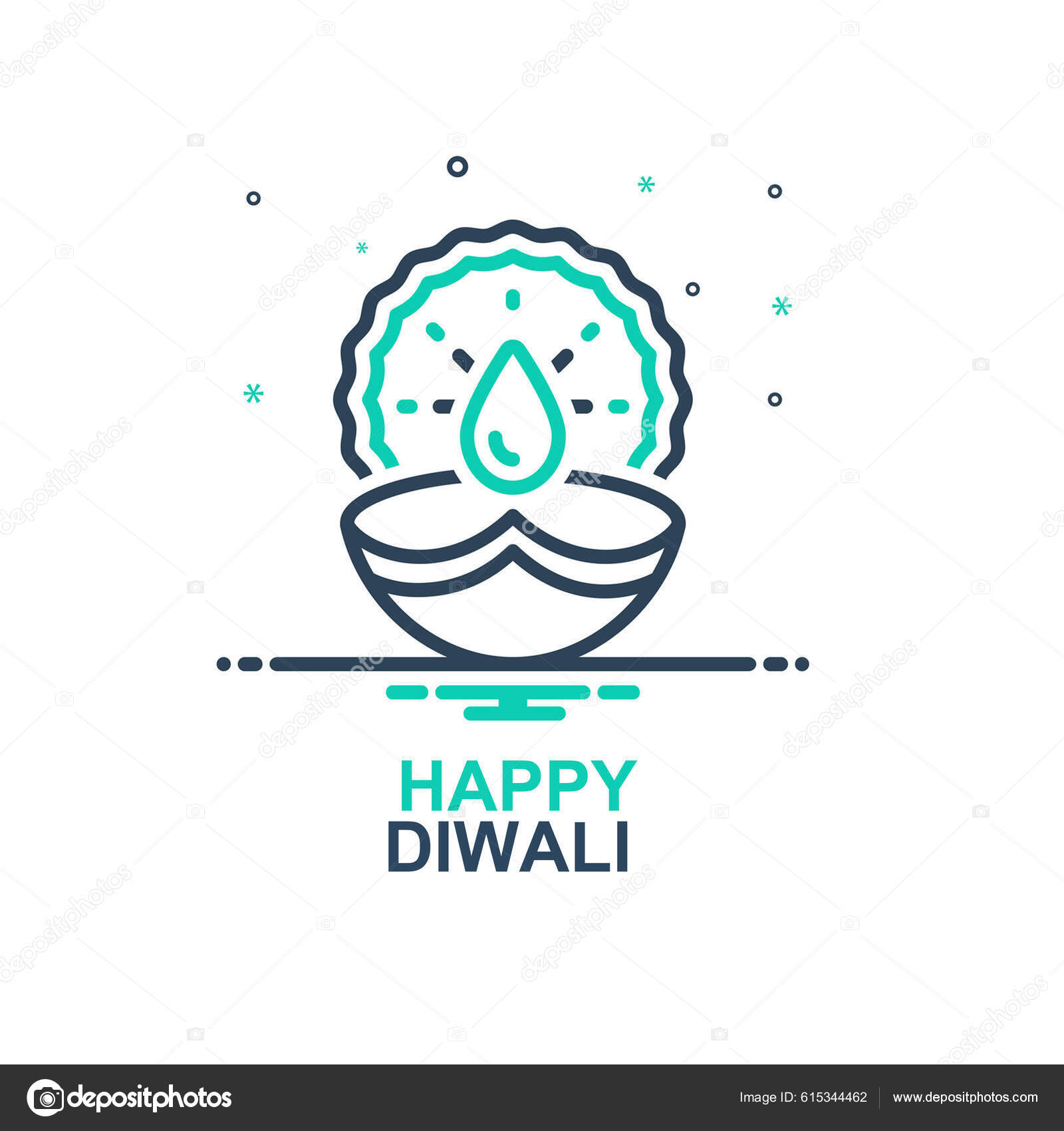 Line Diagram Lit Diya — Stock Photo © samsingh #615344462