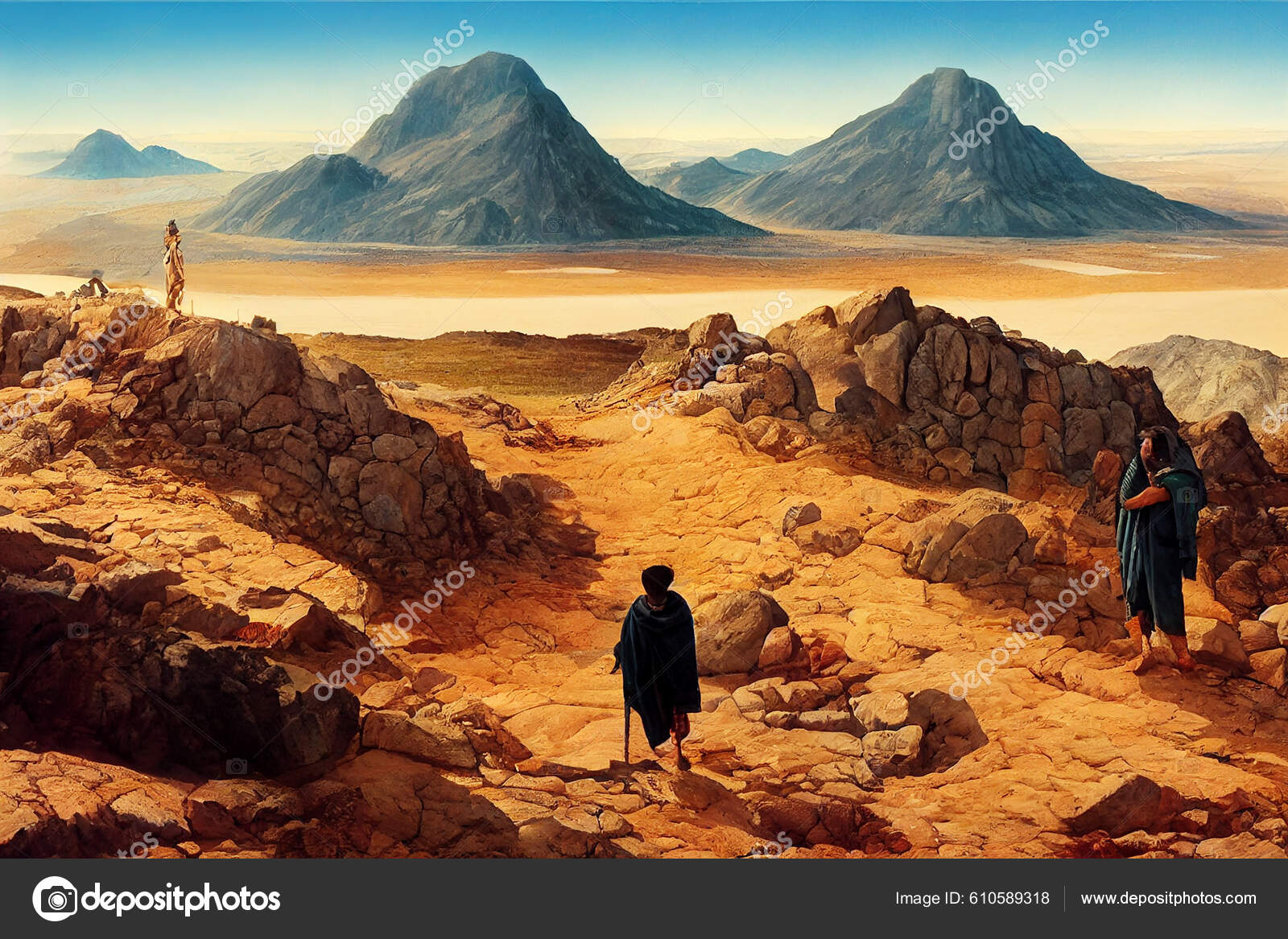 Illustration Moses Receiving Ten Commandments Mount Sinai Religion ...