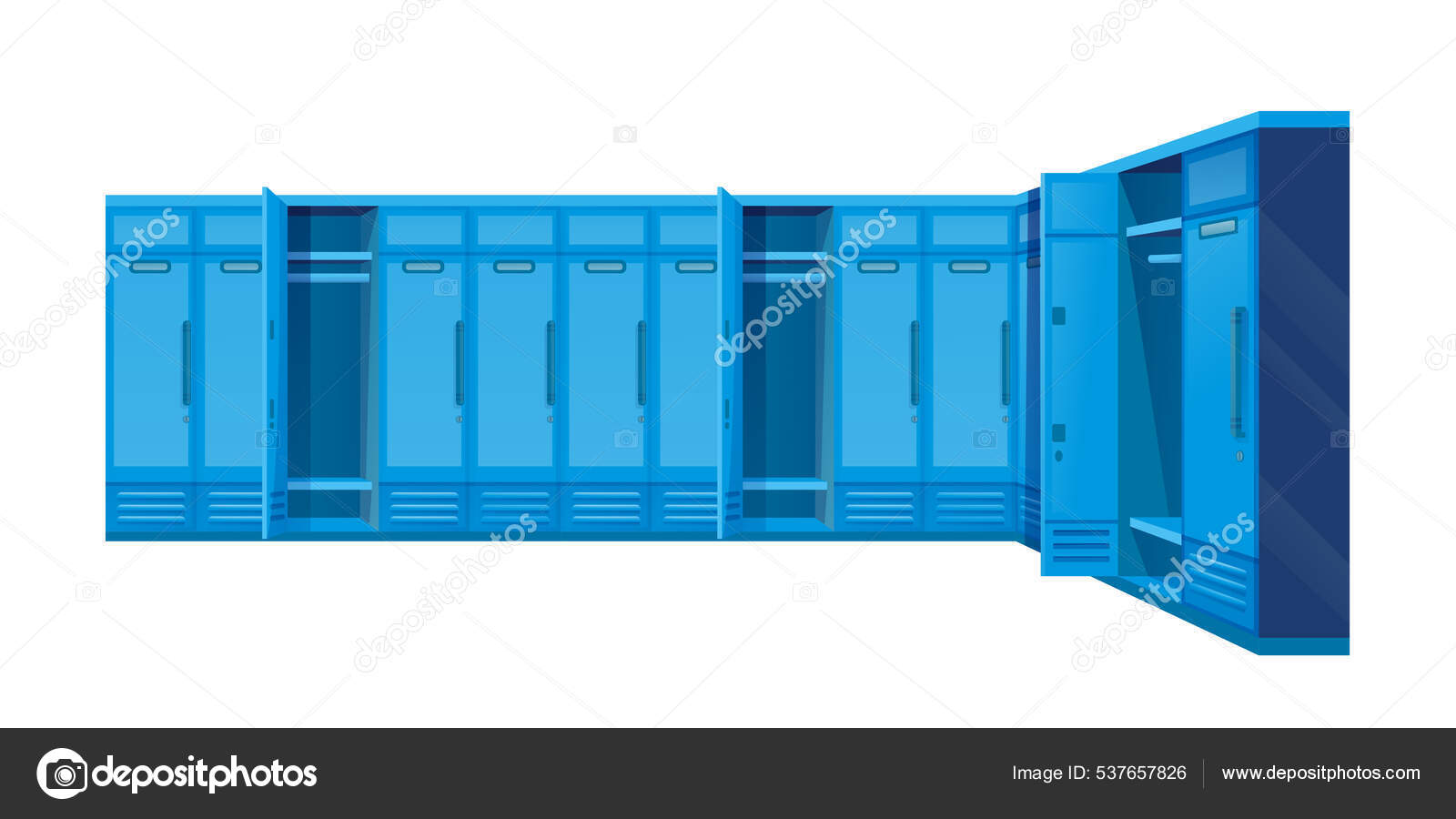 Blue locker, closed cabinet with locks on doors for storage of clothes ...