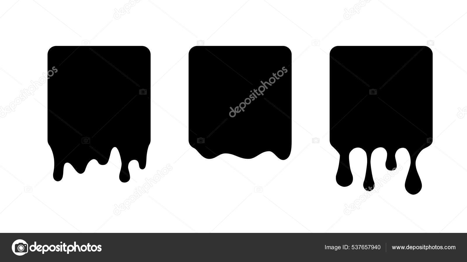 Paint drip icons set, splash of black ink circle drop, liquid blobs ...