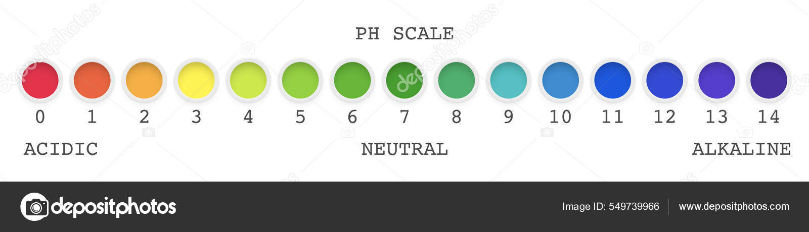 Ph value scale chart for acid, alkaline solution, test meter with round ...