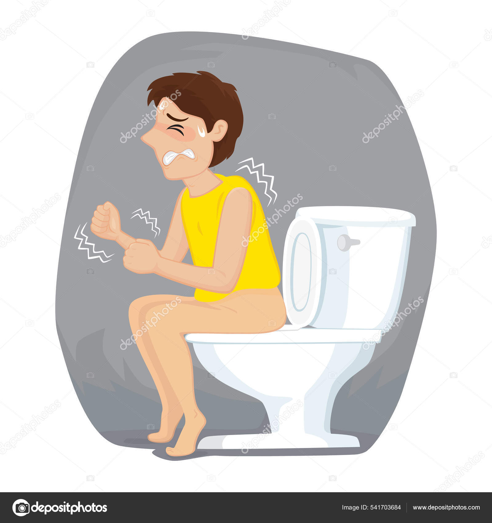 Man Suffering Constipation Illustration Vector Cartoon Stock ...