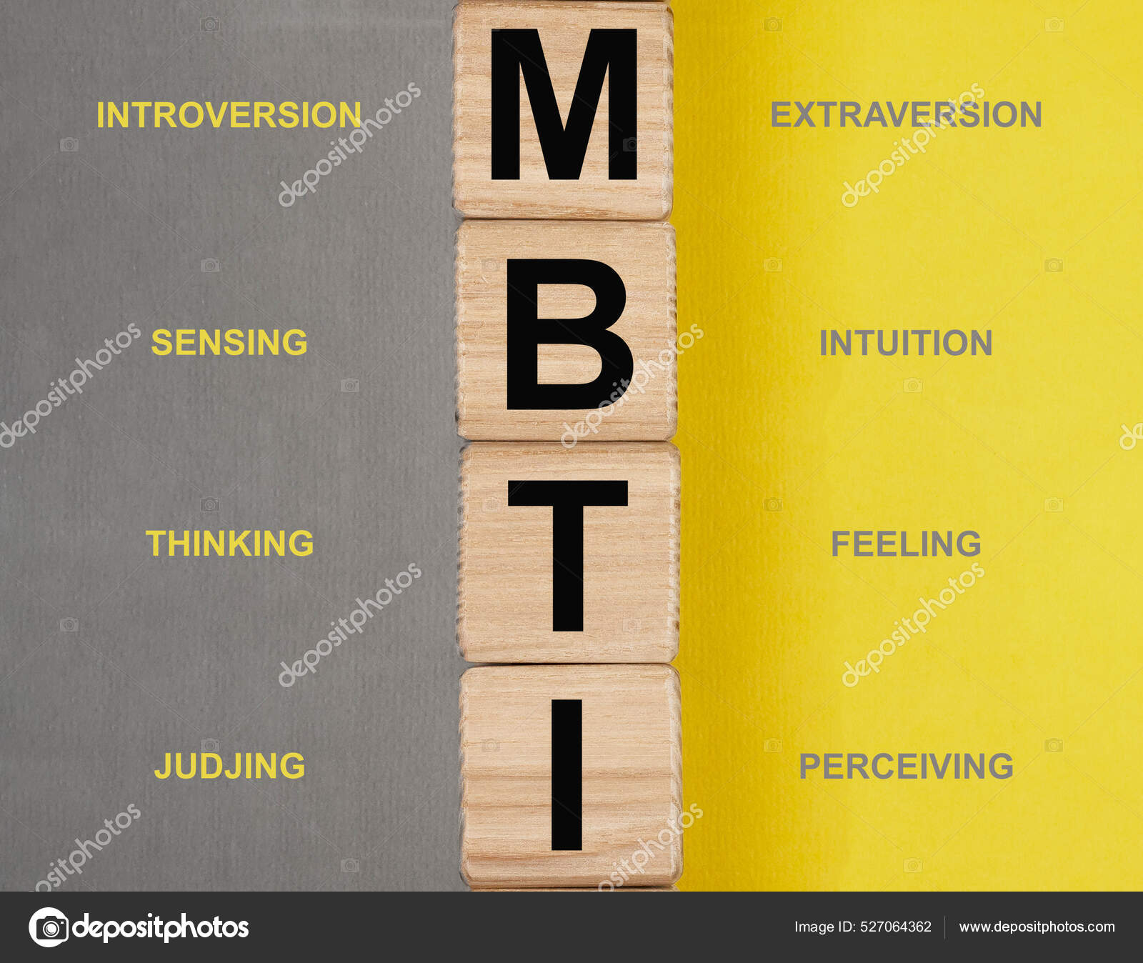 MBTI test and its types, dichotomies concept. Acronym on cubes — Stock ...