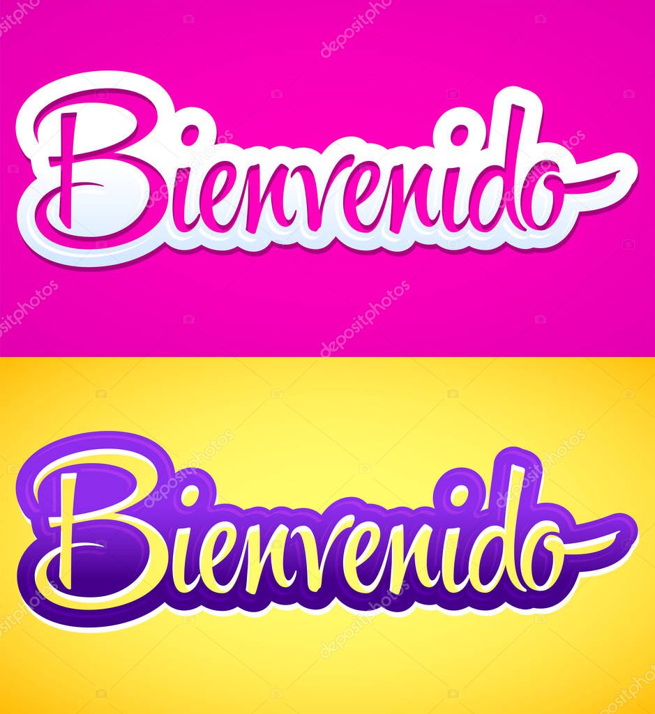 Bienvenido Bienvenido Texto Español Letras Mano Vector Ilustración ...