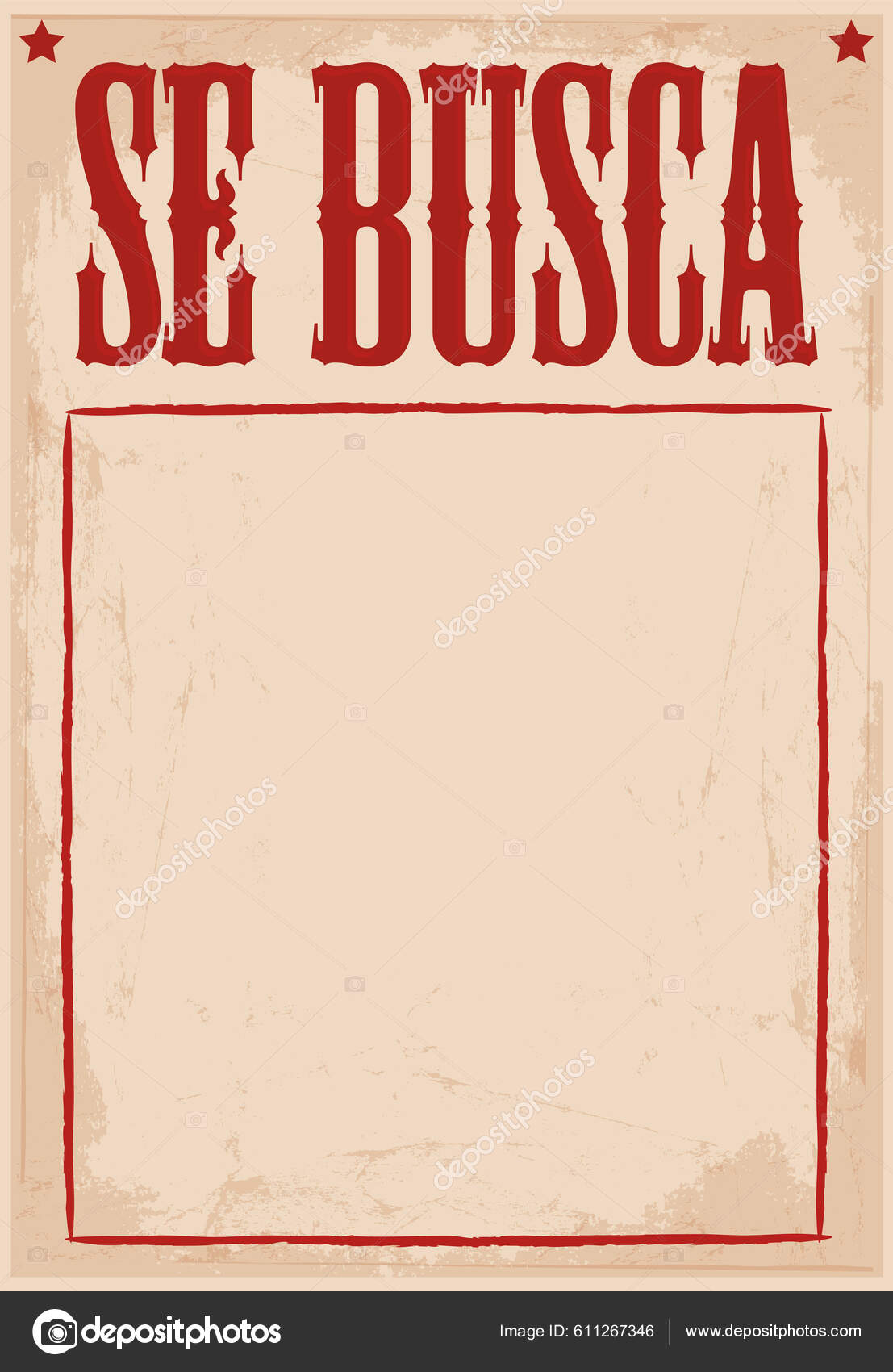 Busca Busca Cartel Plantilla Texto Español Vector de stock #611267346 ...