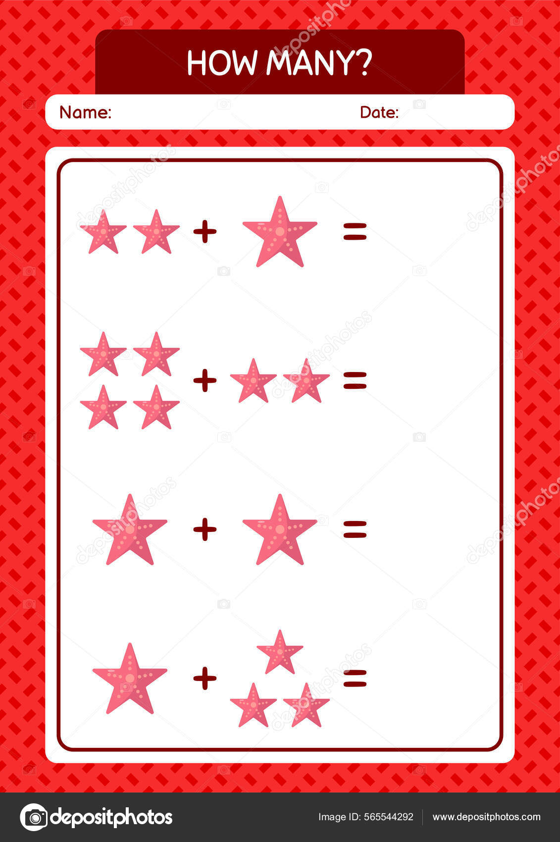 How Many Counting Game Seastar Worksheet Preschool Kids Kids Activity ...