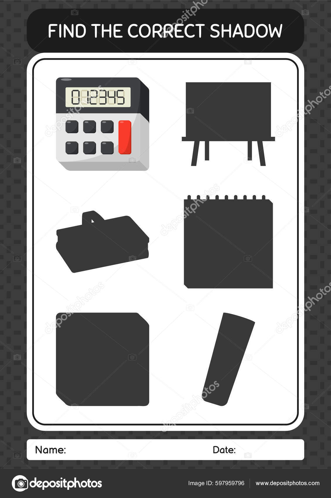 Find Correct Shadows Game Calculator Worksheet Preschool Kids Kids ...