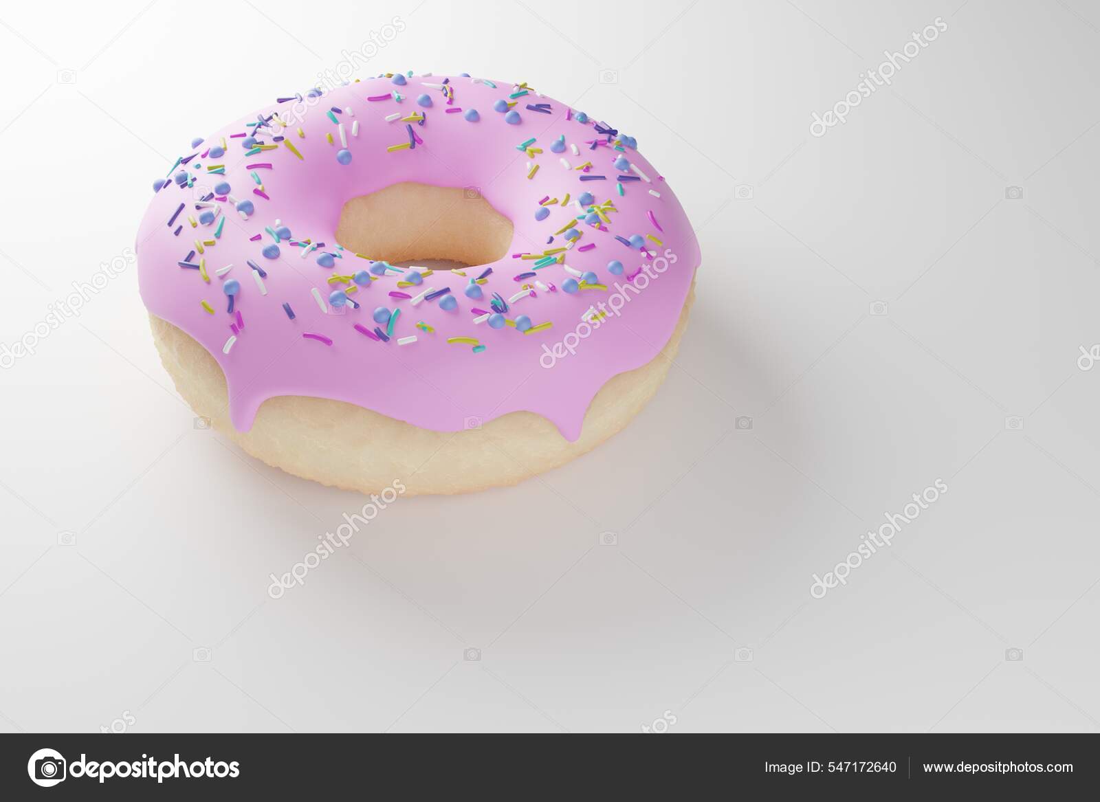 A donut with blue icing on white background 3d render — Stock Photo ...