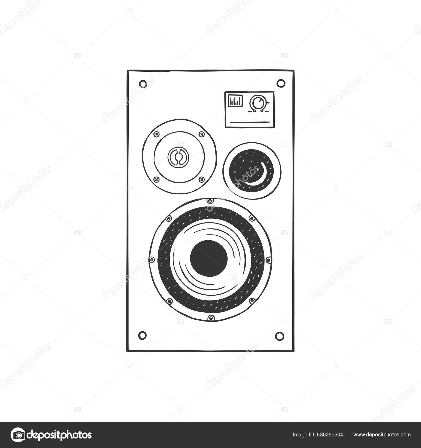 Audio Speaker Textured Retro Speaker Hand Drawn Speaker Sketch Style ...
