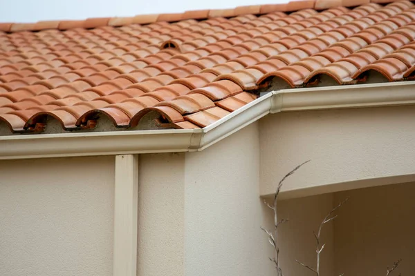 Rain Gutter System Corner Gutters Drainage System Downpipe Roof Stock ...