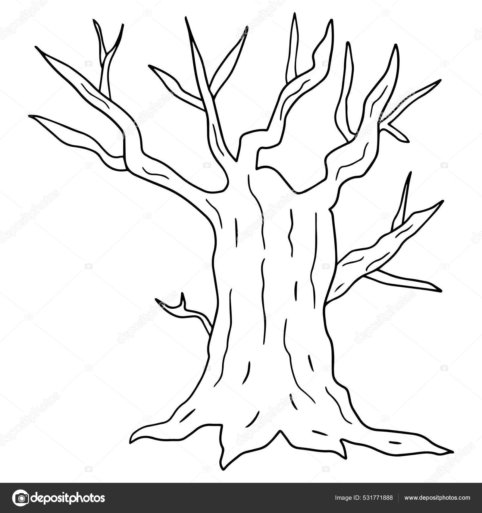 Cartoon Hand Drawn Doodle Bare Old Tree Stock Vector by ©Ainesy 531771888