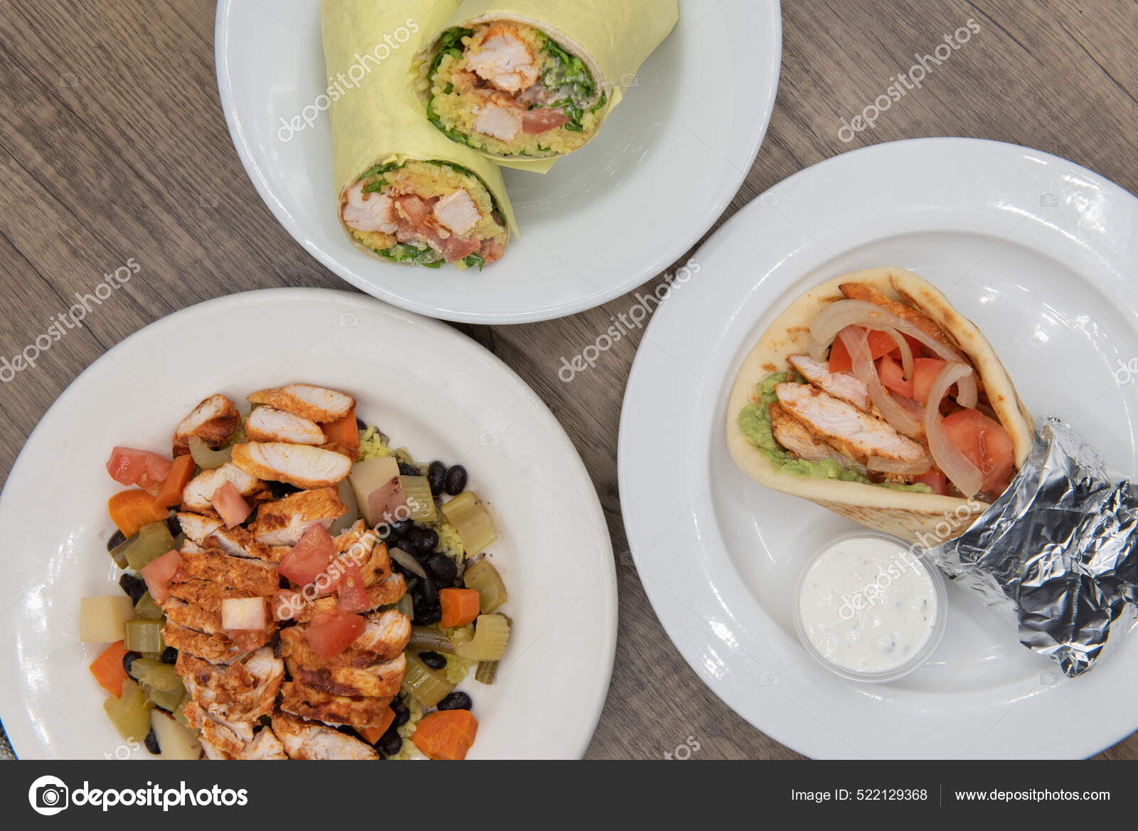 Overhead View Full Feast Table Tikka Chicken Featured Fajita Pita Stock ...