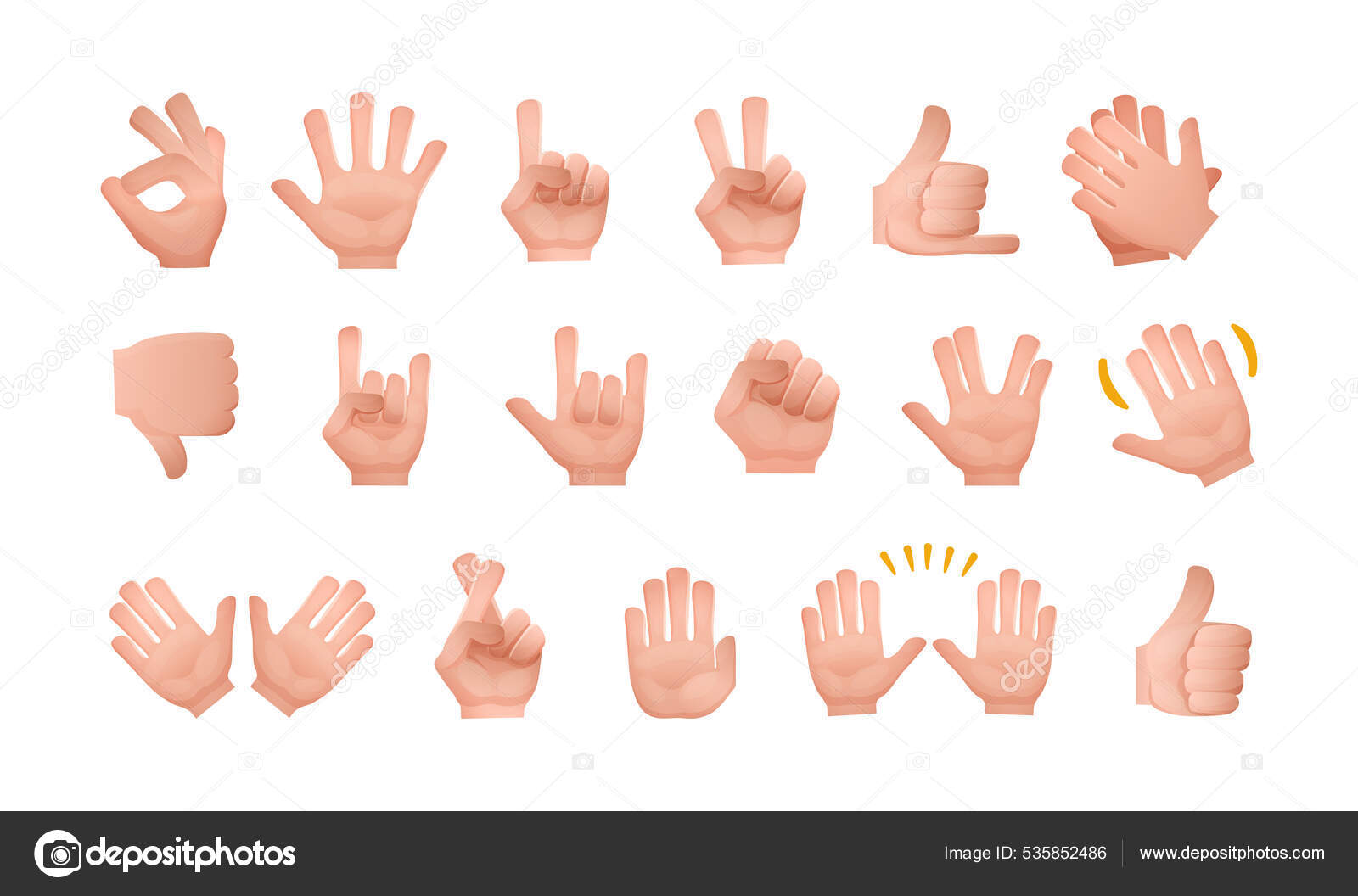 Různá Gesta Rukou Nastavena Lidské Paže Předvádějící Symboly Souhlasí ...