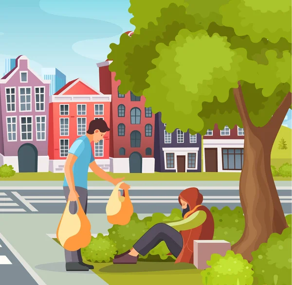 People Helping Others In Need Cartoon