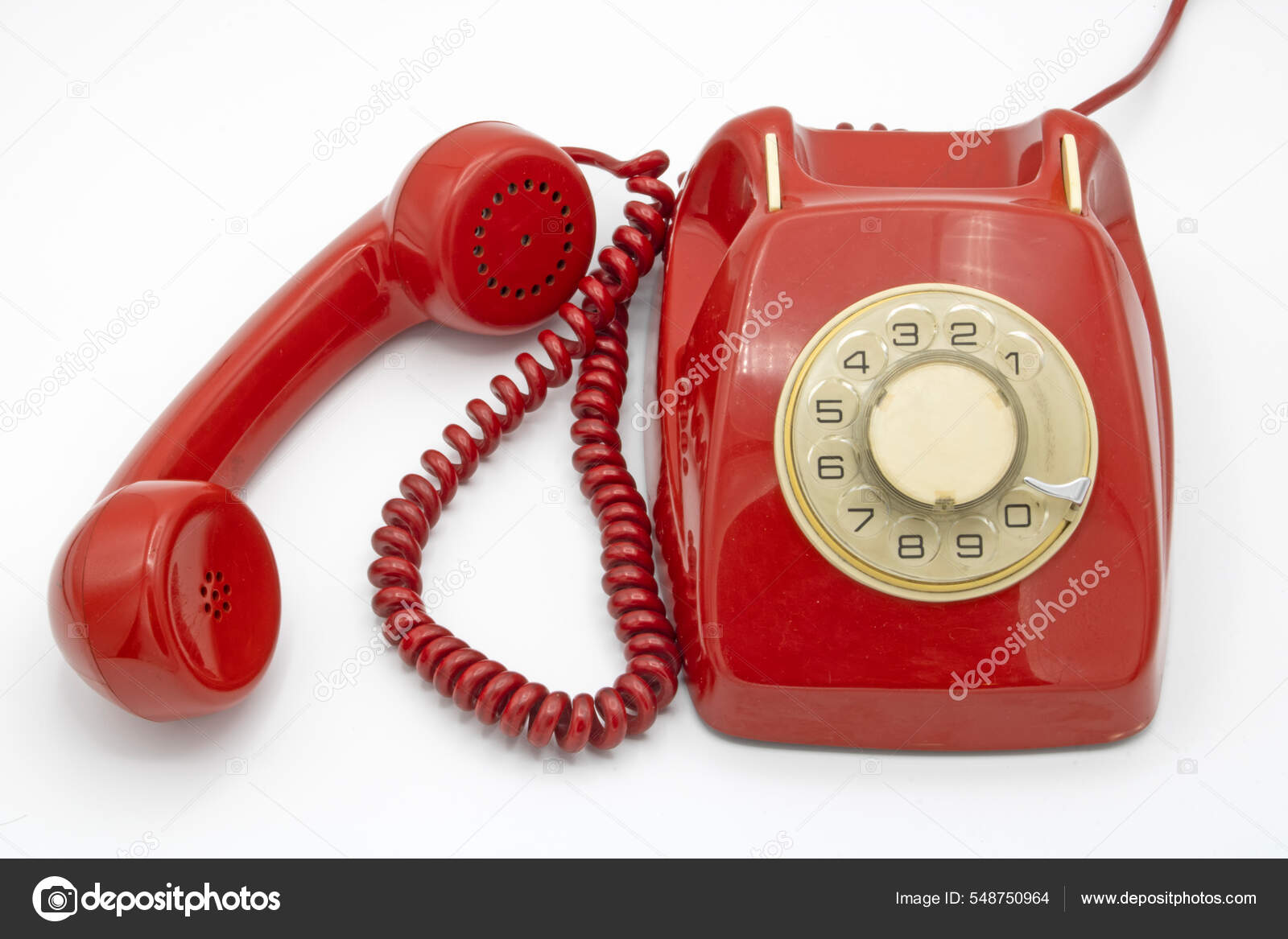 Old Red Telephone Isolated White Background — Stock Photo ...