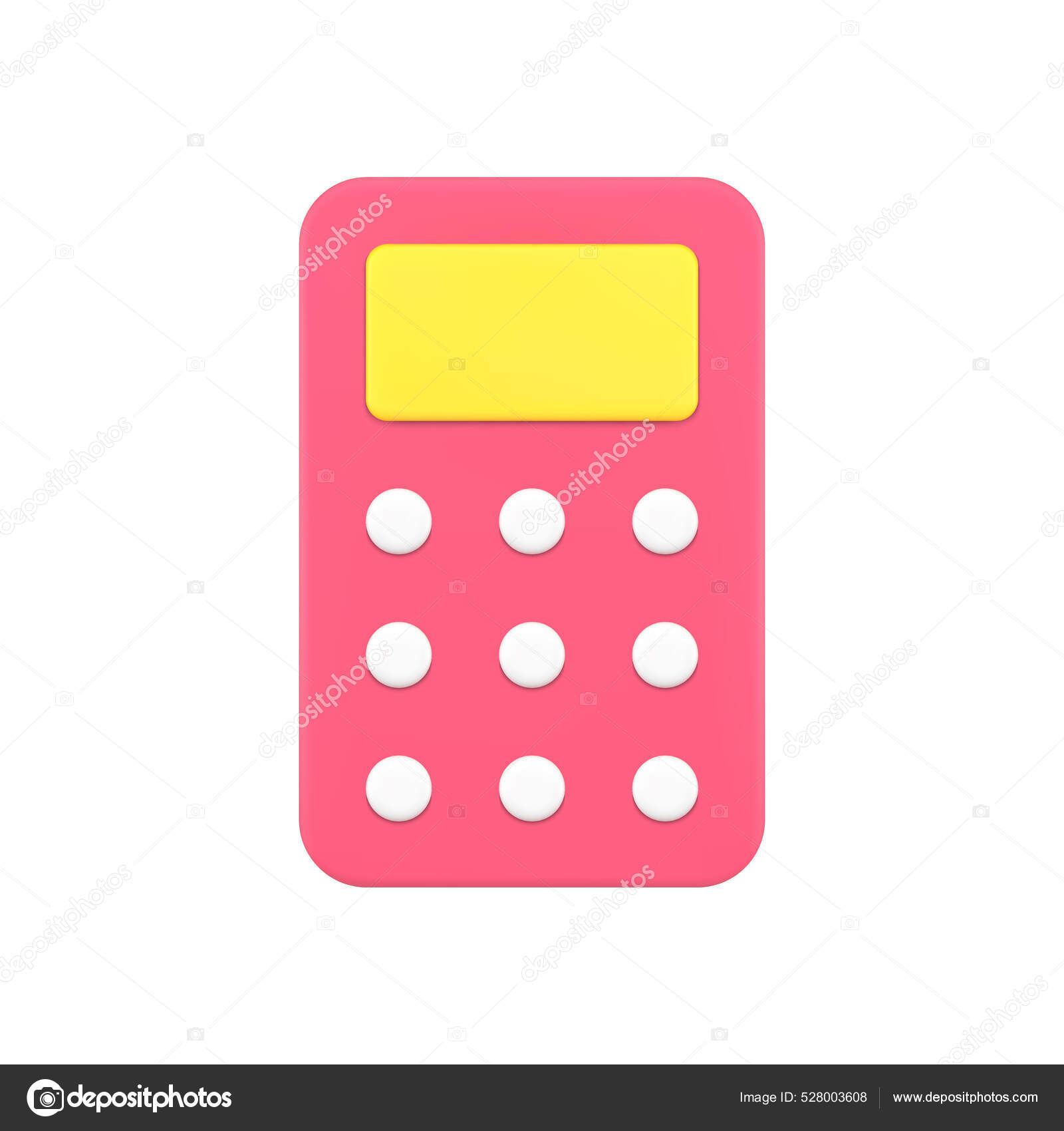Simple pink calculator with yellow display 3d icon vector illustration ...