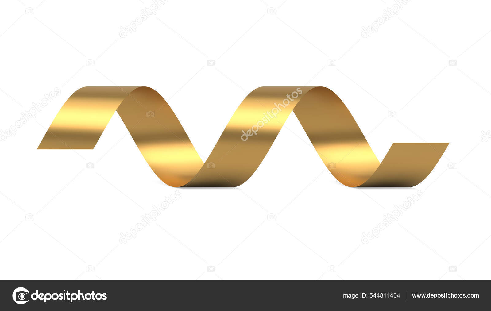 Golden curved metallic glossy ribbon swirl confetti festive carnival ...