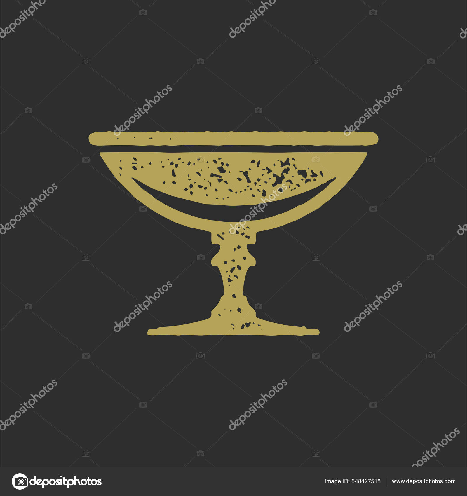Golden antique goblet vessel decorative grunge texture design vector ...