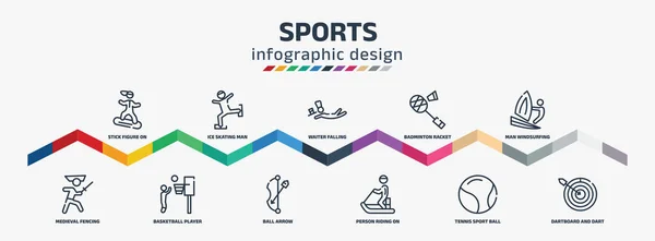 sports infographic design template with stick figure on snowboard ...