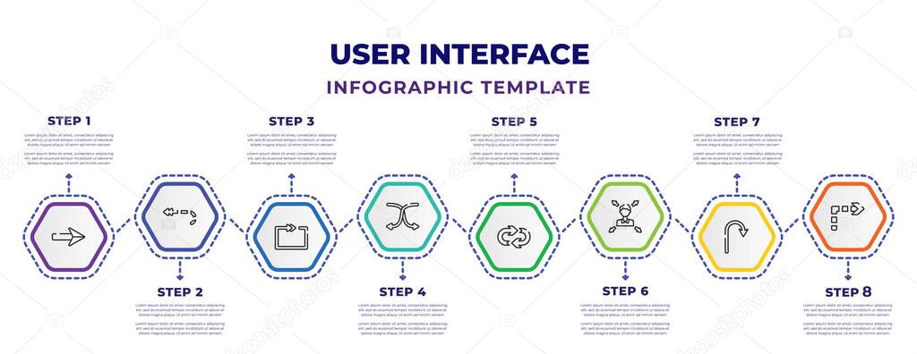user interface infographic design template with right drawn arrow, turn ...