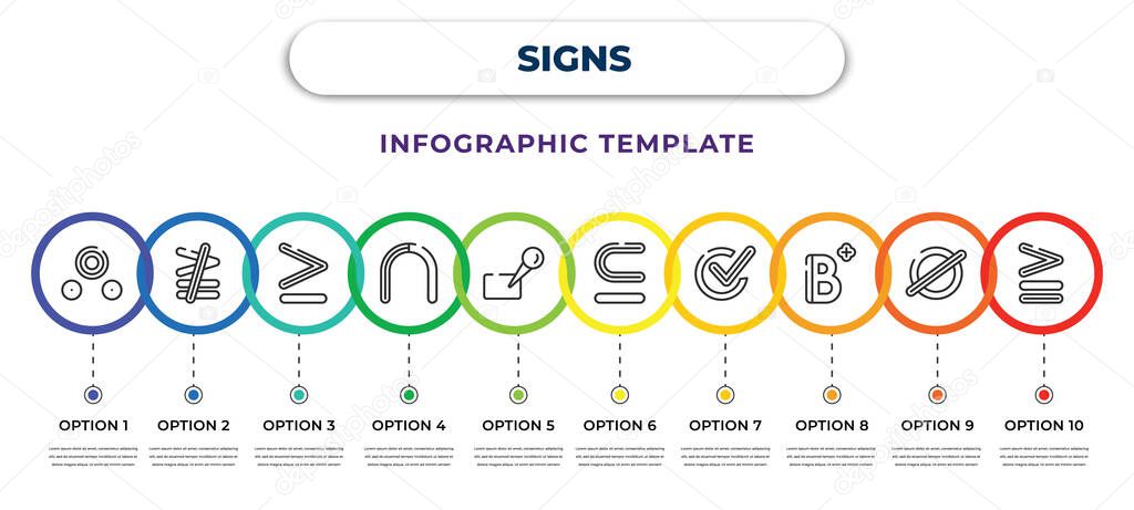 signs infographic design template with because, neither less or exactly ...