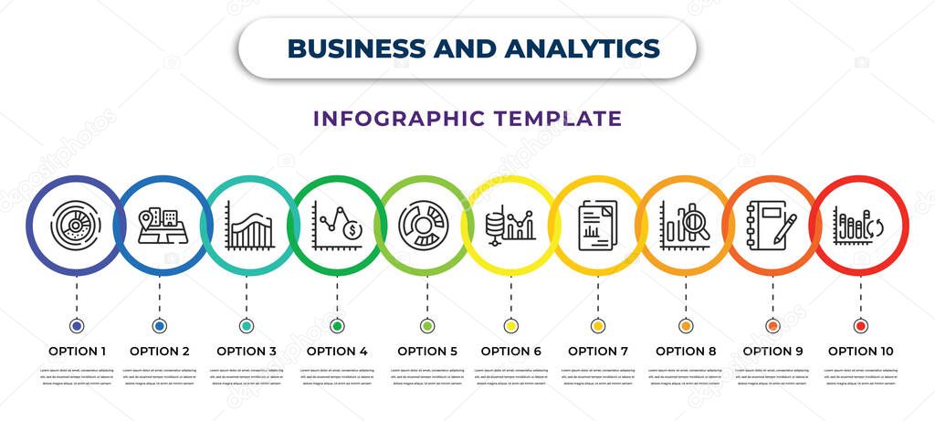 business and analytics infographic design template with circular chart ...