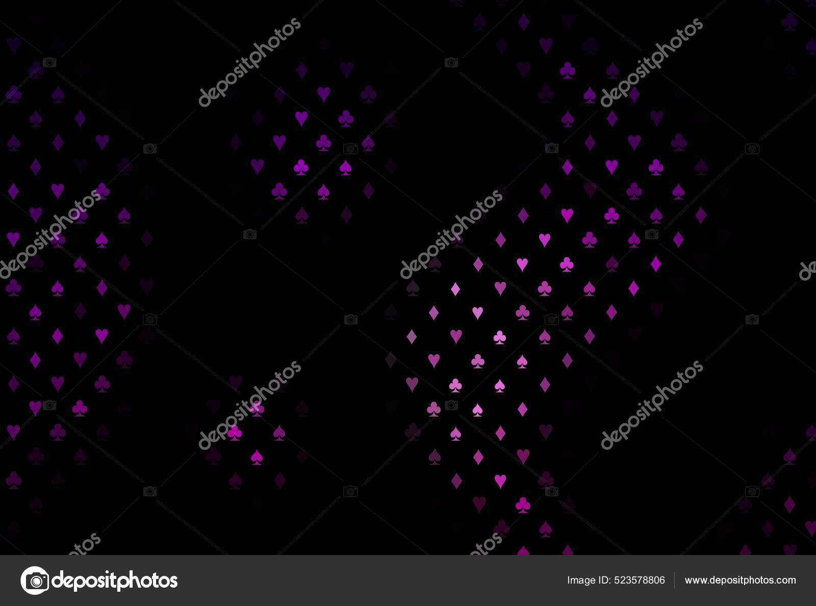 Dark Purple Vector Pattern Symbol Cards Illustration Set Hearts Spades ...