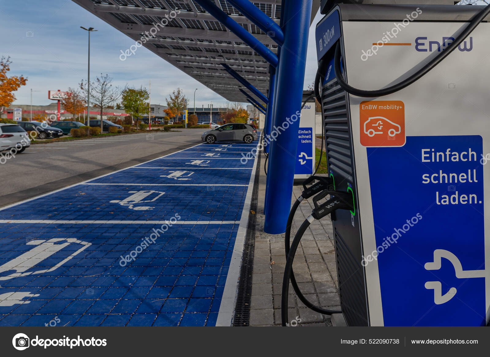 The new e-mobilty charging station of EnBW in the industrial park of ...