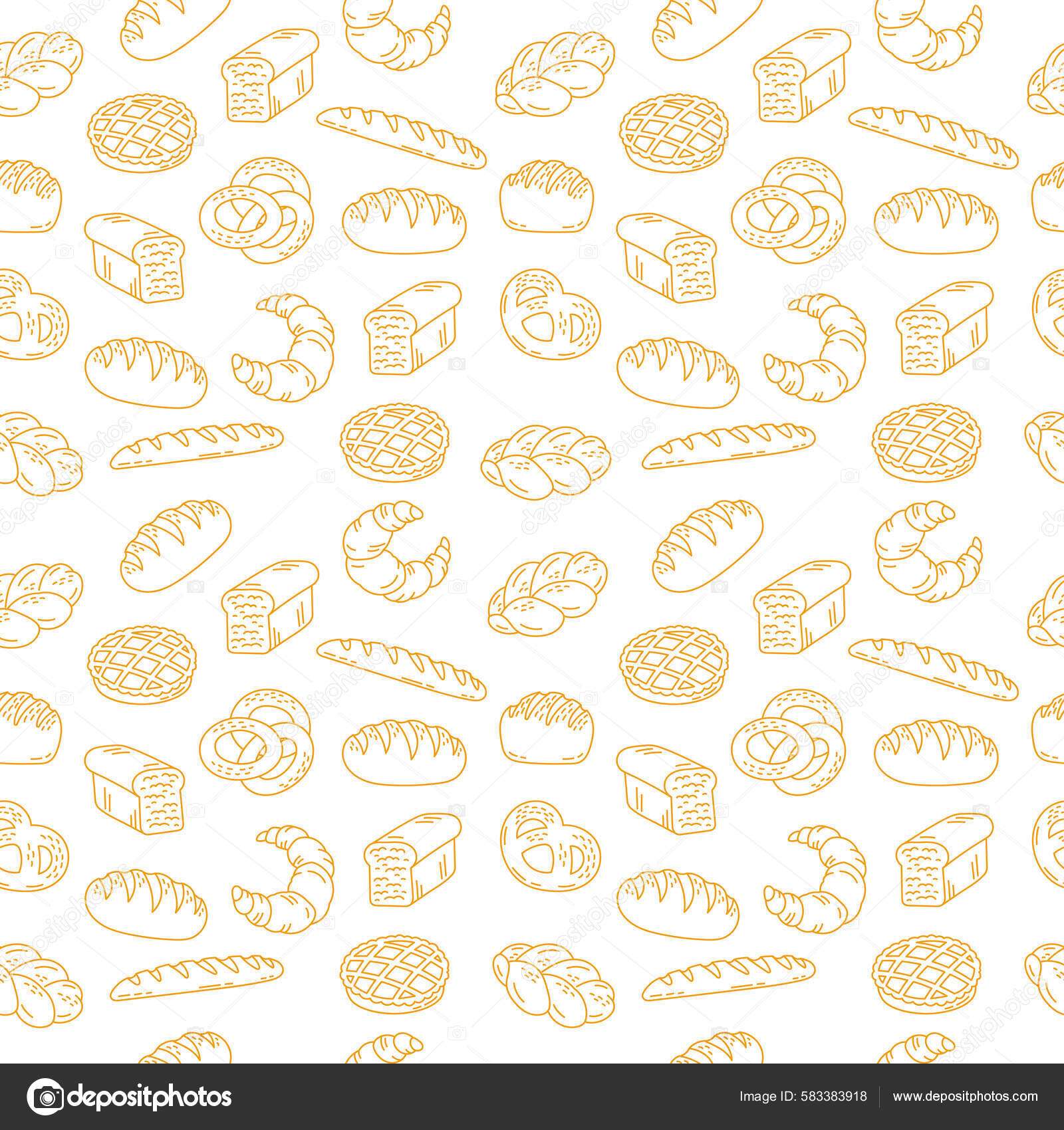 Image vectorielle Bread Bakery Products Seamless Pattern Background Vector Line Illustration par ...