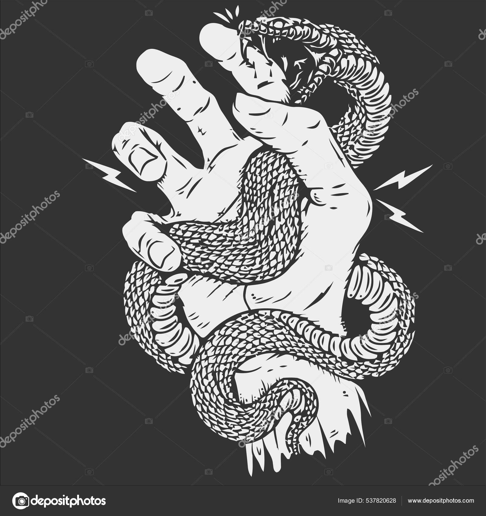 Snake Coiled Hand Bit Hand Vector Art Stock-Vektorbild von ...