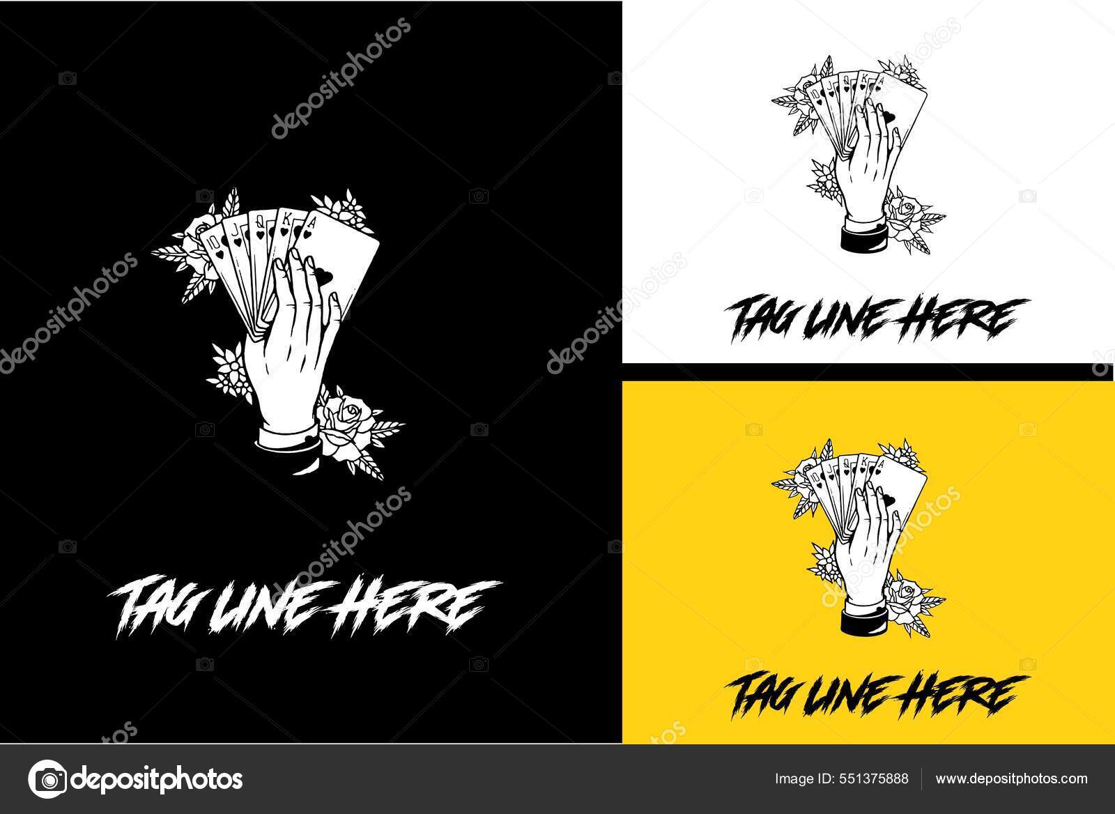 Logo Design Hand Hold Card Vector Black White Stock Vector by ...