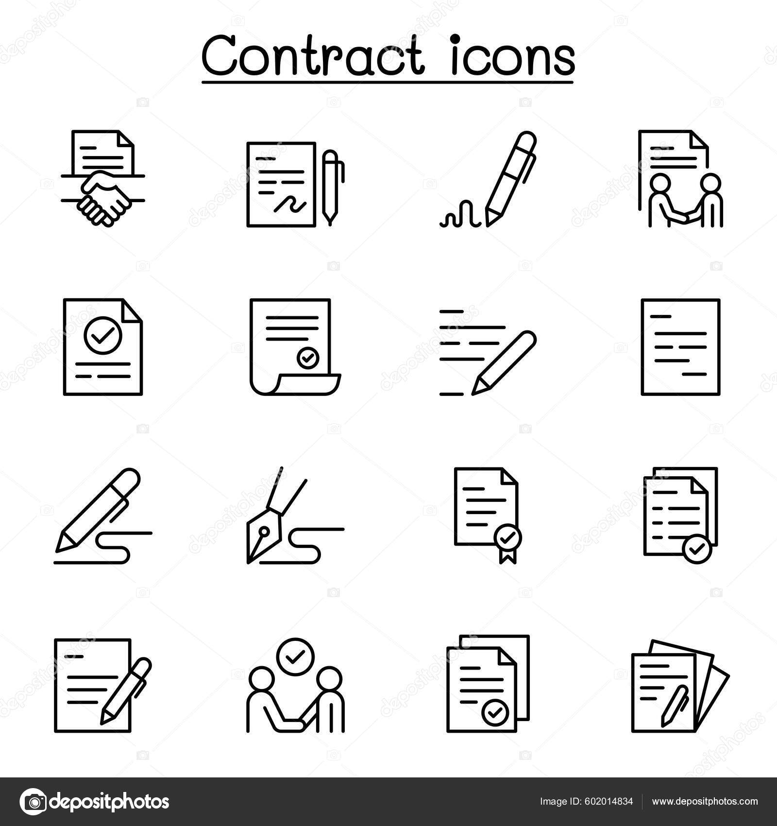 Contract Icon Set Thin Line Style Stock Vector Image by ©slalomop ... Contract Icon Set Thin Line Style Stock Vector Image by ©slalomop ...