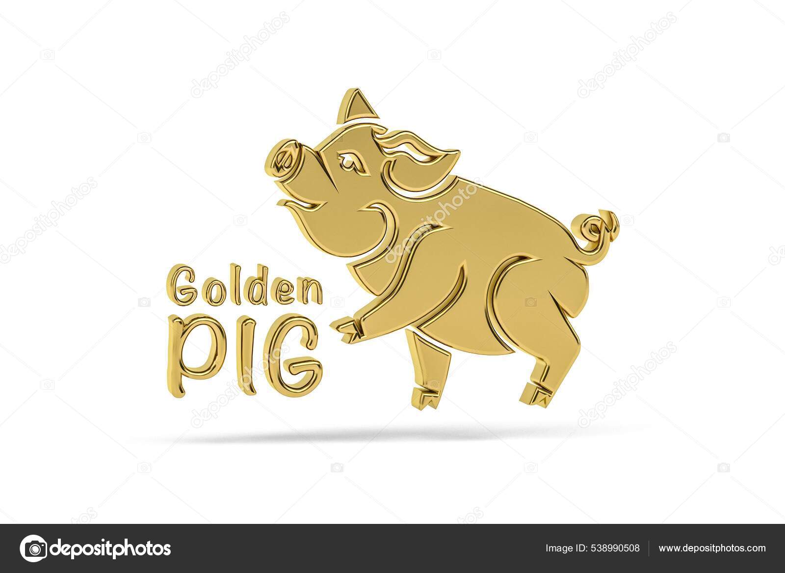 Golden Pig Icon Isolated White Background Render Stock Illustration by ...