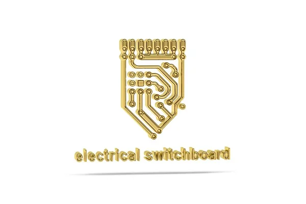 Golden 3d electrical switchboard icon isolated on white background - 3d ...