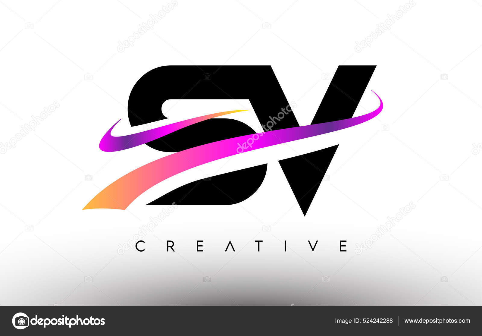 Logo Letter Design Icon Letters Colorful Creative Swoosh Lines Stock ...