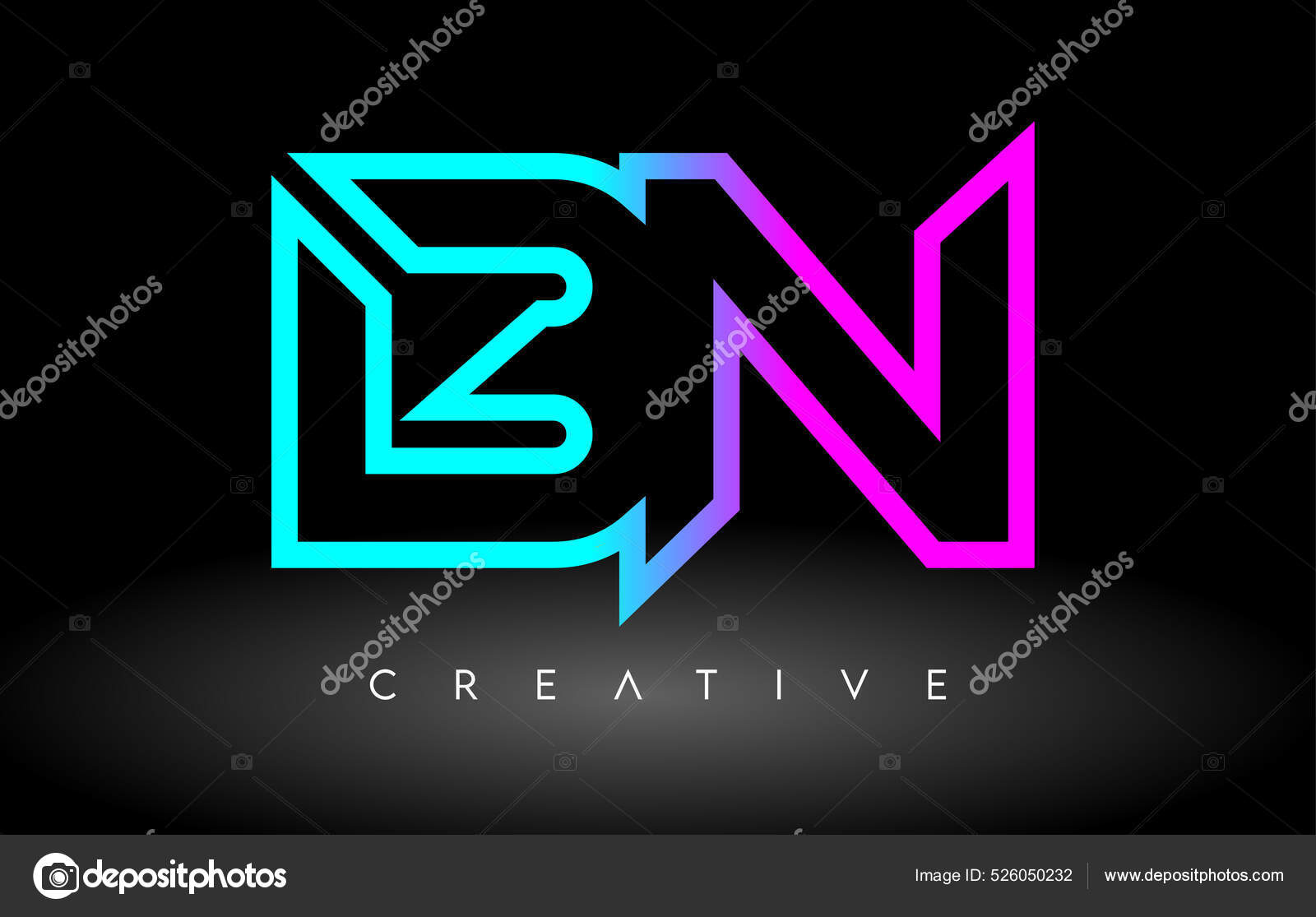 Neon Purple Blue Letters Logo Design Outline Letter Icon Vector Stock ...