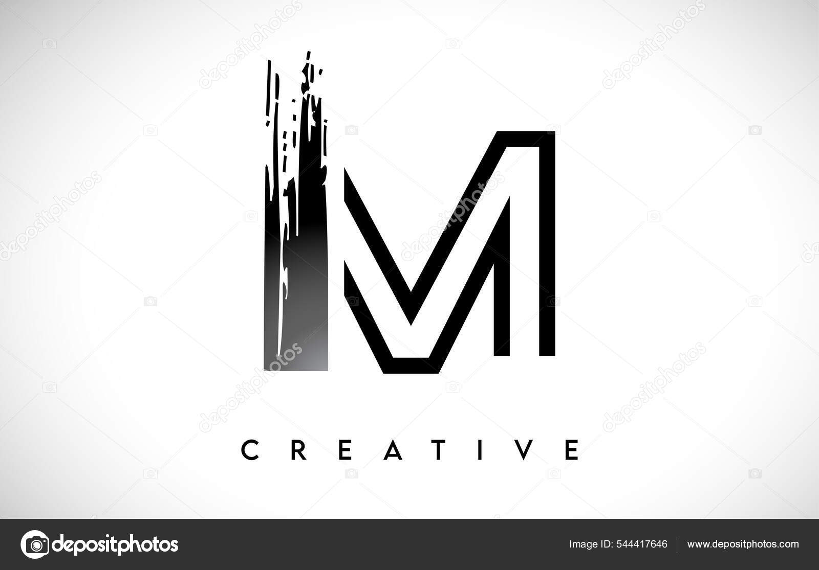 Outline Monogram Letter Brush Stroke Design Logo Icon Artistic Paintbrush Stock Vector by ...