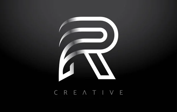 R White Letter Logo Design with Black Background. Stock Vector by ...