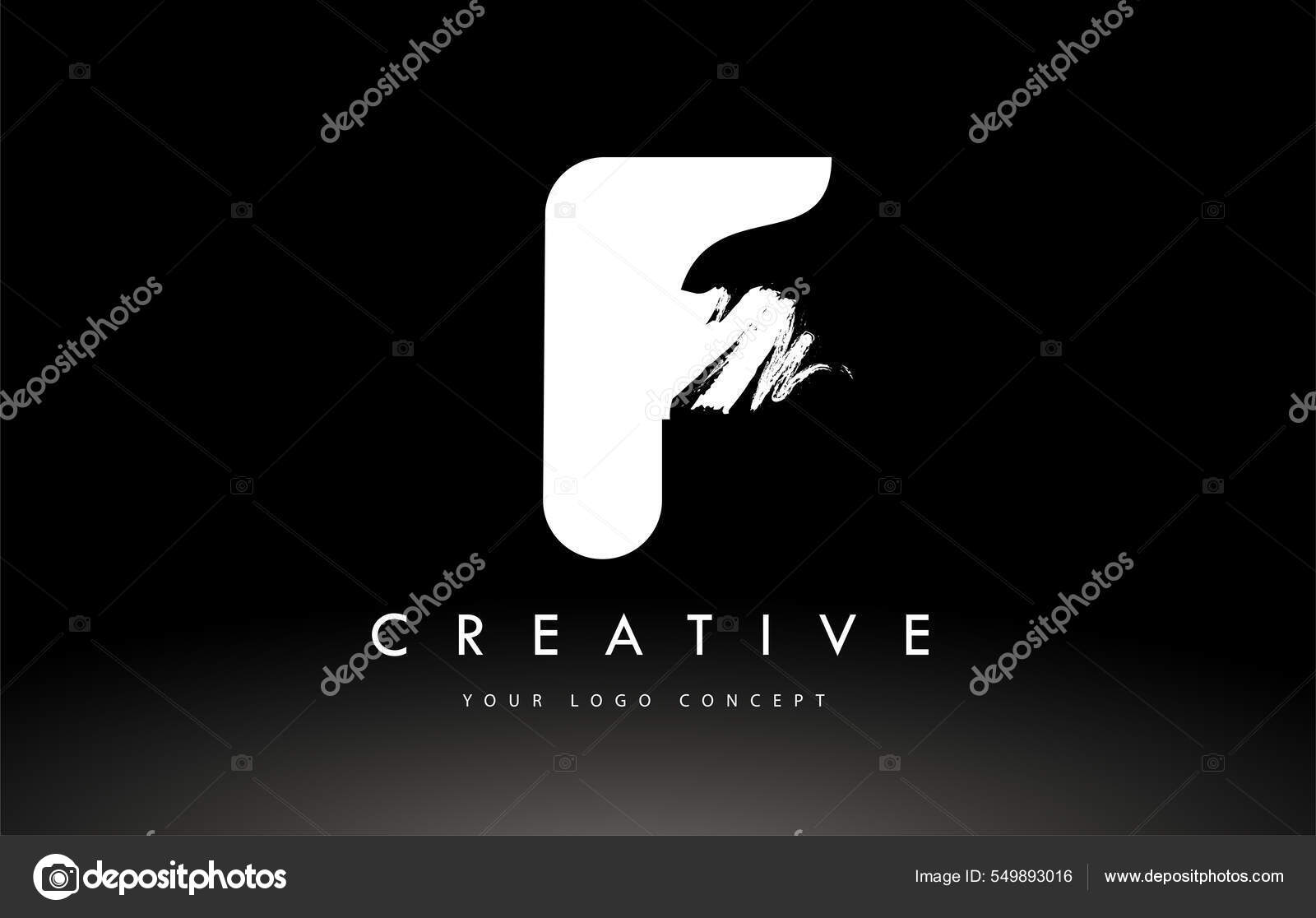 White Brushed Letter Logo Brush Letters Design Brush Stroke Design ...