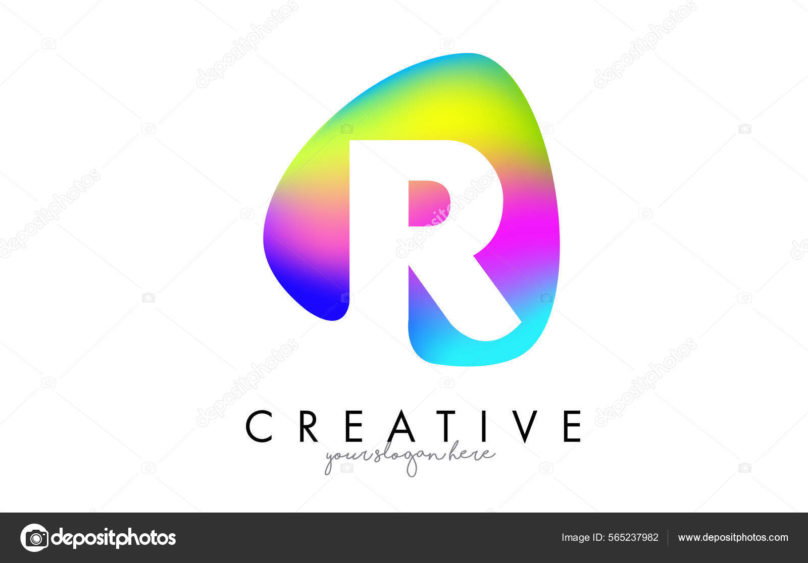 Colorful Rainbow Letter Logo Design Oval Shape Stock Vector Image by ...