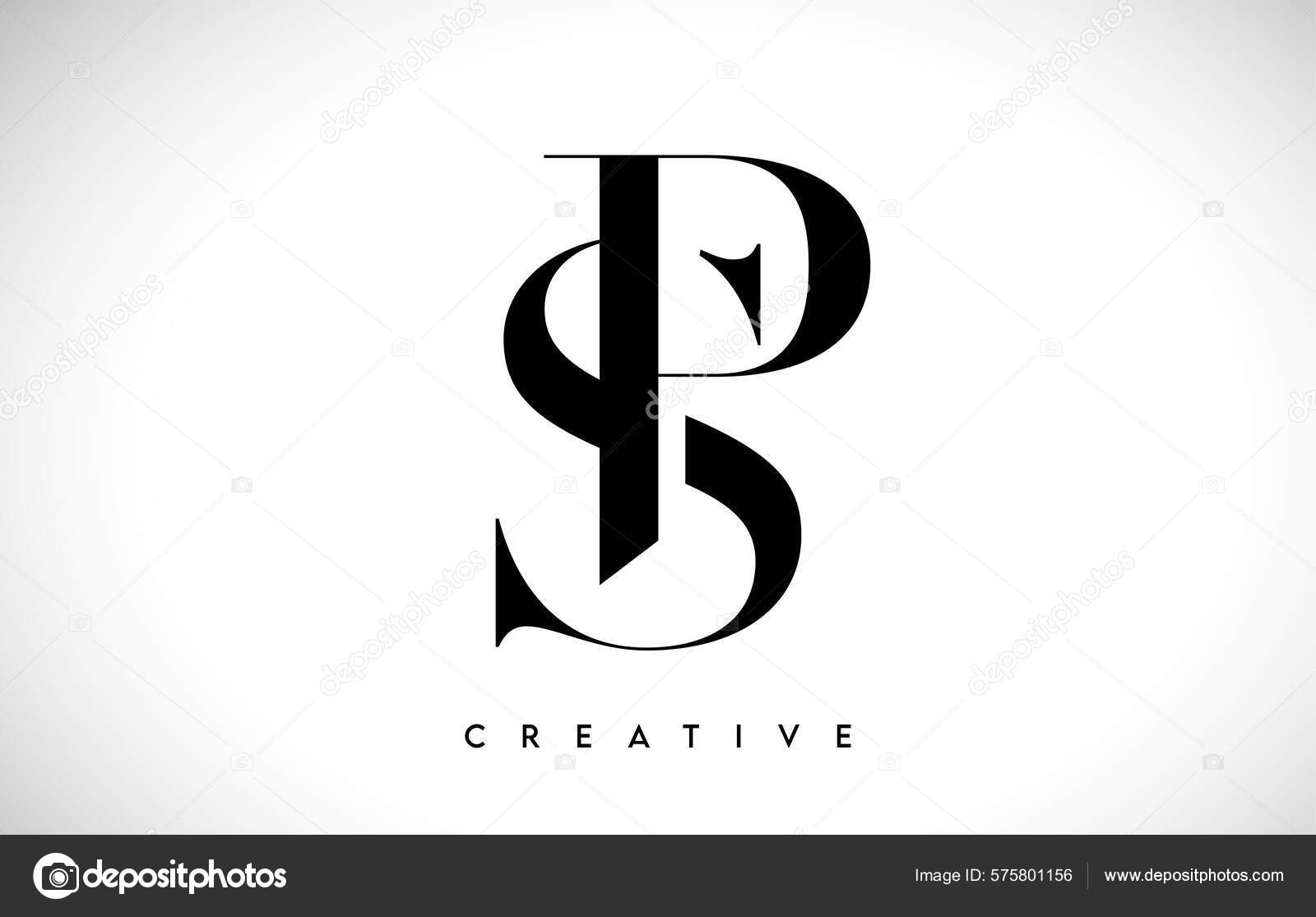Artistic Letter Logo Design Serif Font Black White Colors Vector Stock ...