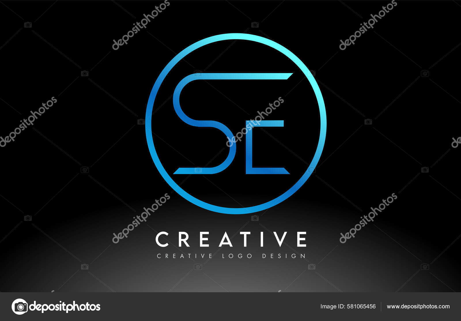 Neon Blue Letters Logo Design Slim Creative Simple Clean Letter Stock ...