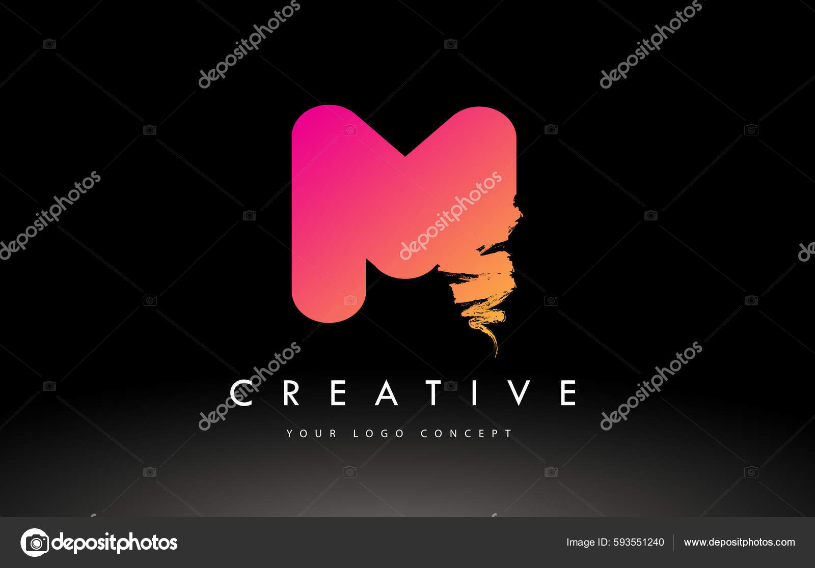 Brushed Letter Logo Purple Pink Brush Letters Design Brush Stroke ...