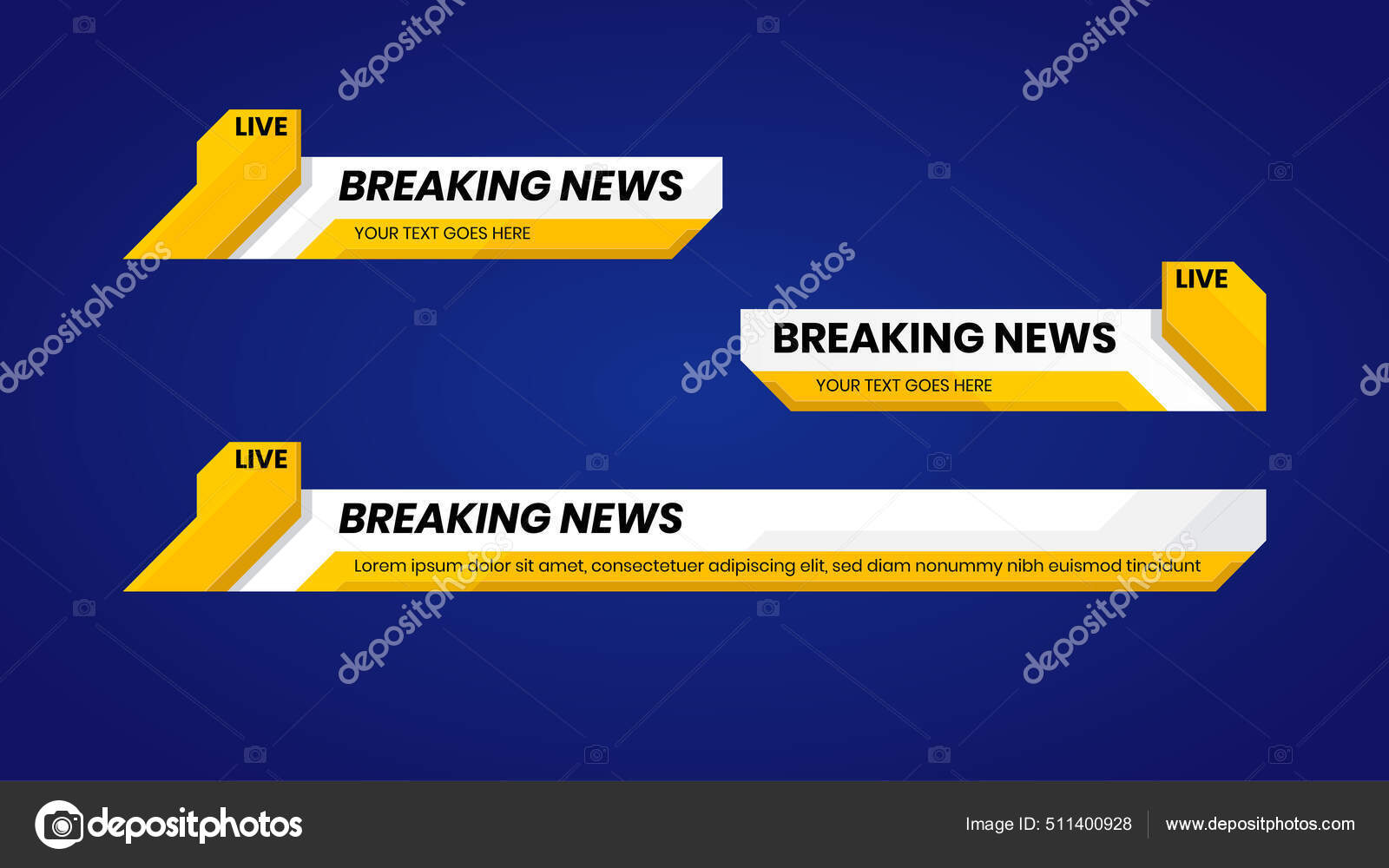 Breaking News Lower Third Yellow White Title Bar Modern Design Stock ...