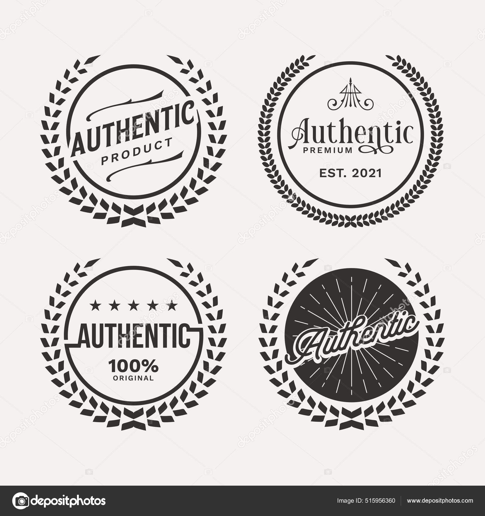 Authentic Logo Badge Set Bundle Retro Insignias Vintage Logotypes Set ...